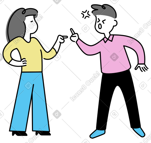 Arguing man and woman, quarreling couple PNG, SVG