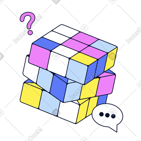 Rubik's cube puzzle with question mark PNG, SVG