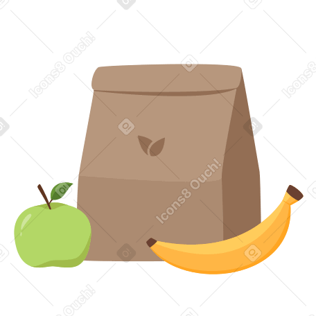Lunch bag with food Illustration in PNG, SVG