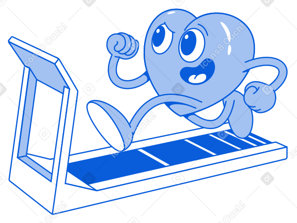 Heart running on treadmill Illustration in PNG, SVG
