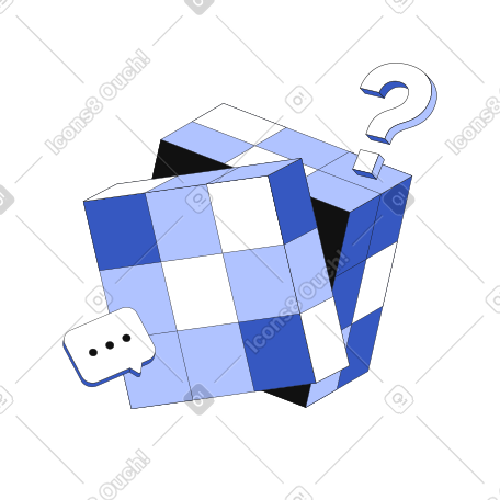 Rubik's cube puzzle with question mark PNG, SVG