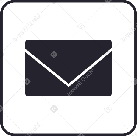 Black square mail icon Illustration in PNG, SVG