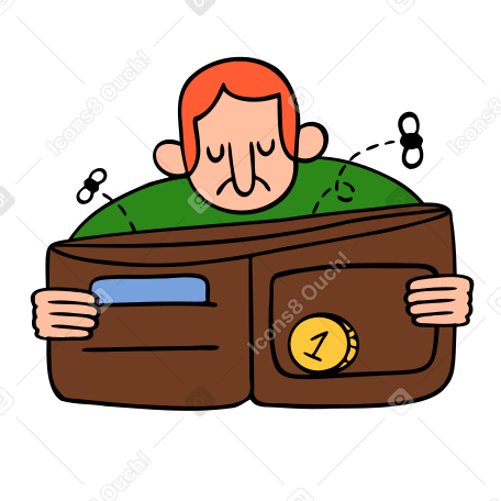 Man looking sad because of empty wallet PNG, SVG