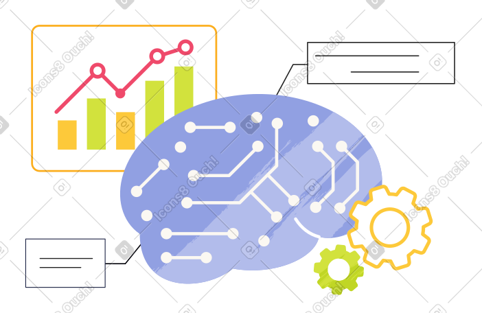 Extended intelligence: brain model and graph PNG, SVG