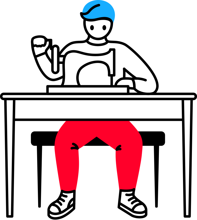 Man sewing Illustration in PNG, SVG