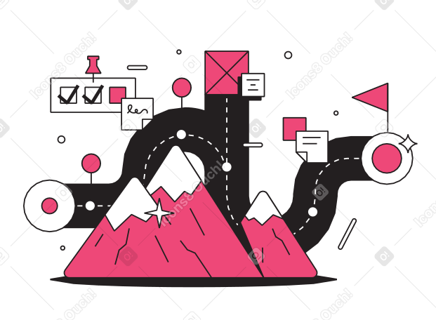Team roadmap Illustration in PNG, SVG
