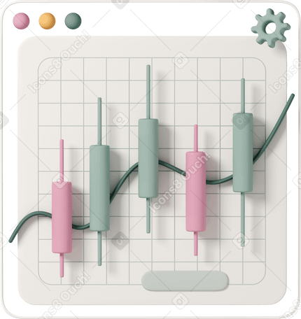 3D candlesticks chart Illustration in PNG, SVG
