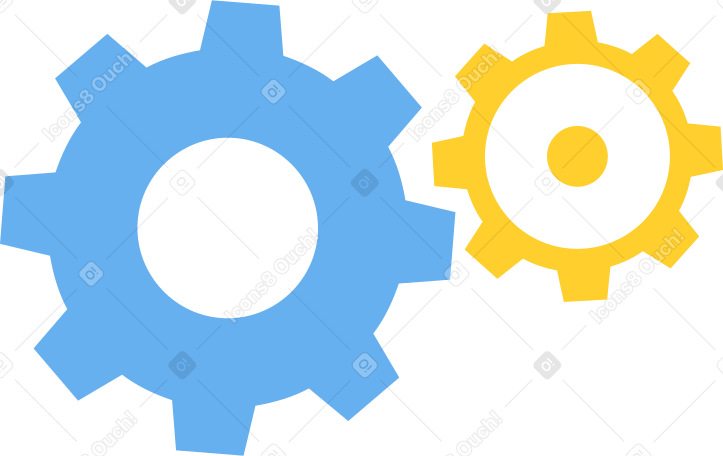 Blue and yellow settings gears Illustration in PNG, SVG