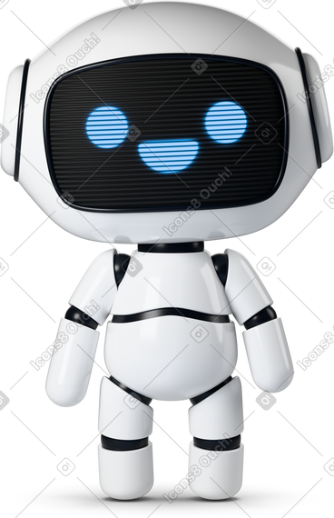 3D happy cute robot PNG, SVG