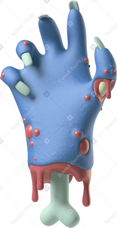3D Palm of a blue zombie hand Illustration in PNG, SVG