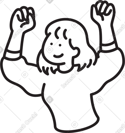 Happy woman with her hands up PNG, SVG
