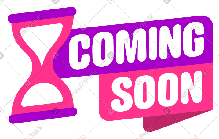 Lettering sticker coming soon pink purple text PNG, SVG