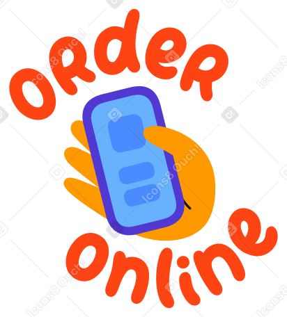 Hand and lettering order online sticker Illustration in PNG, SVG