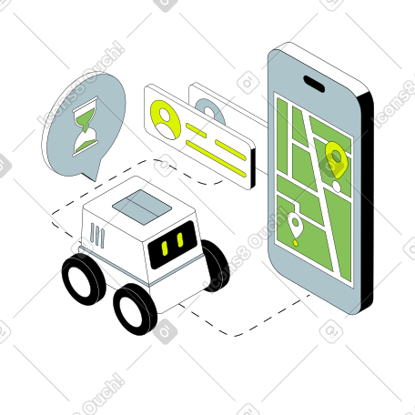 Contactless delivery by robot PNG, SVG