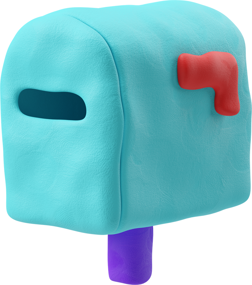 Three-quarter view of a blue mailbox symbol Illustration in PNG, SVG