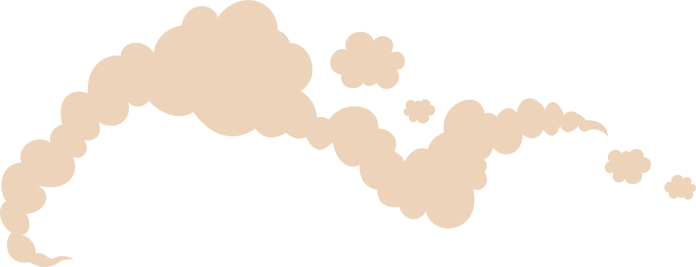 Beige fluffy clouds Illustration in PNG, SVG