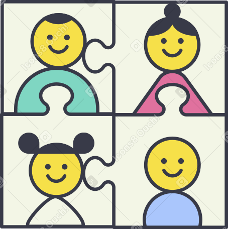 Puzzles with people Illustration in PNG, SVG
