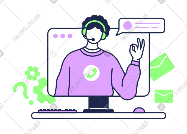 Customer service employee in online call animated illustration in GIF ...