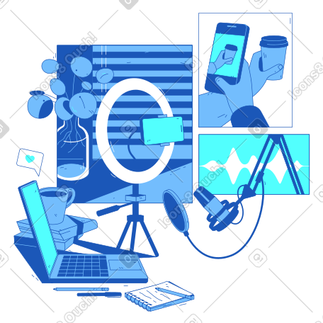 Blogging, vlogging, streaming and content creation animated ...