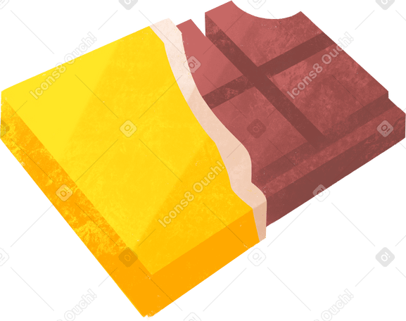 Chocolate bar bitten in blank wrapper Illustration in PNG, SVG