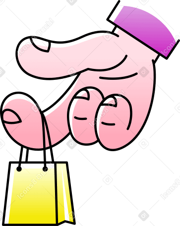 Hand with shopping bag Illustration in PNG, SVG