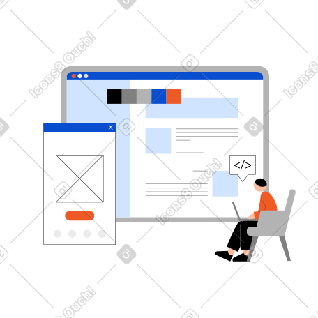 Young male software developer writing code PNG, SVG