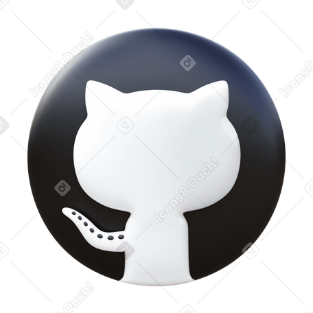 3D github logo Illustration in PNG, SVG