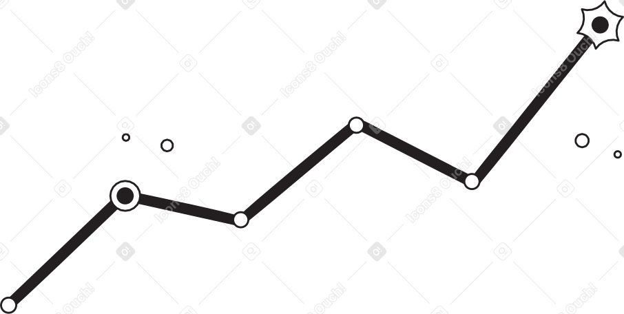 Chart up with dots Illustration in PNG, SVG
