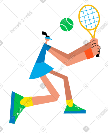 Female athlete with racket playing tennis animated illustration in GIF ...