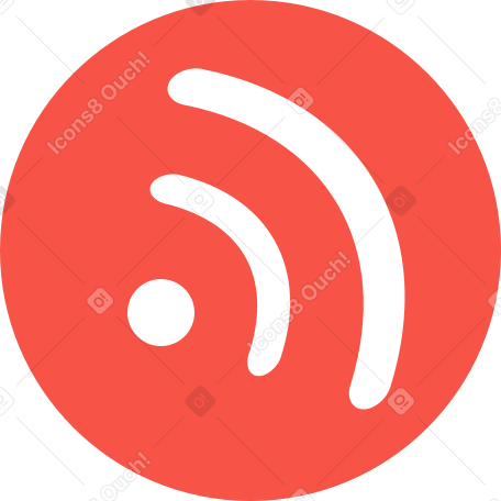 Red round wifi icon Illustration in PNG, SVG