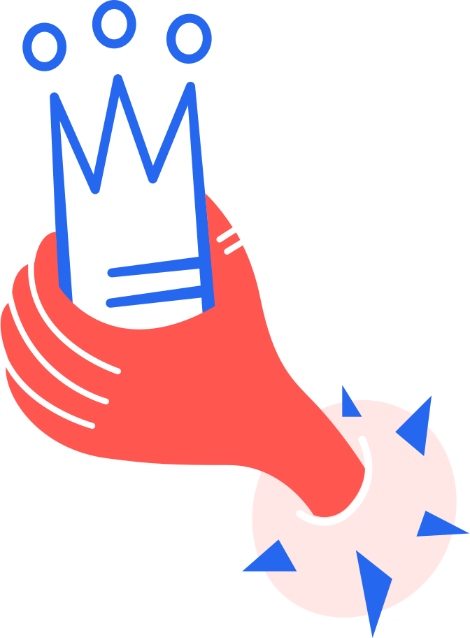 Hand with crown Illustration in PNG, SVG
