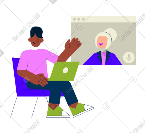 Ilustración animada de Reunión en línea entre dos personas. en GIF ...