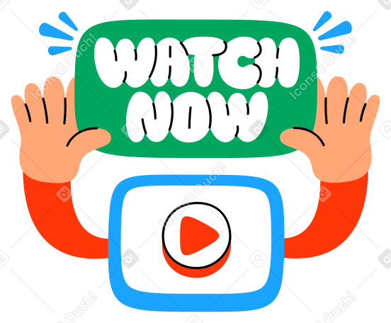 Lettering sticker watch now Illustration in PNG, SVG
