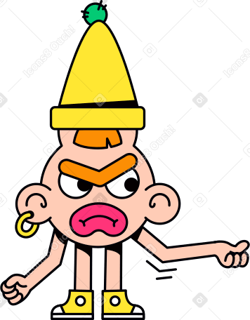 Angry character in hat Illustration in PNG, SVG