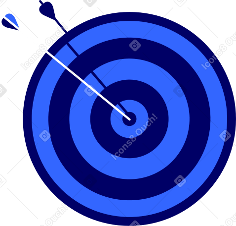 Blue target with an arrow in the center Illustration in PNG, SVG