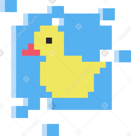 Pixel duck painting Illustration in PNG, SVG