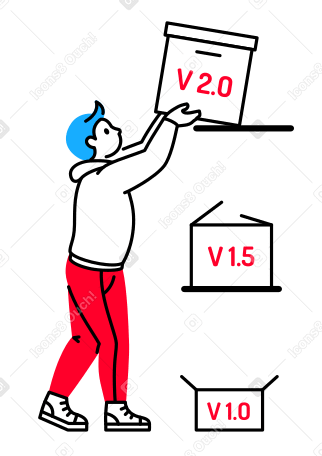 Man pulls out a large box with a new version of the updates from the ...