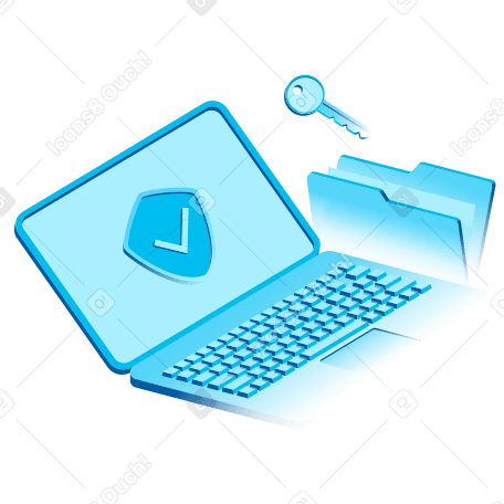 Data security with key on laptop PNG, SVG