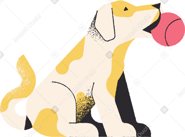 Dog with ball Illustration in PNG, SVG