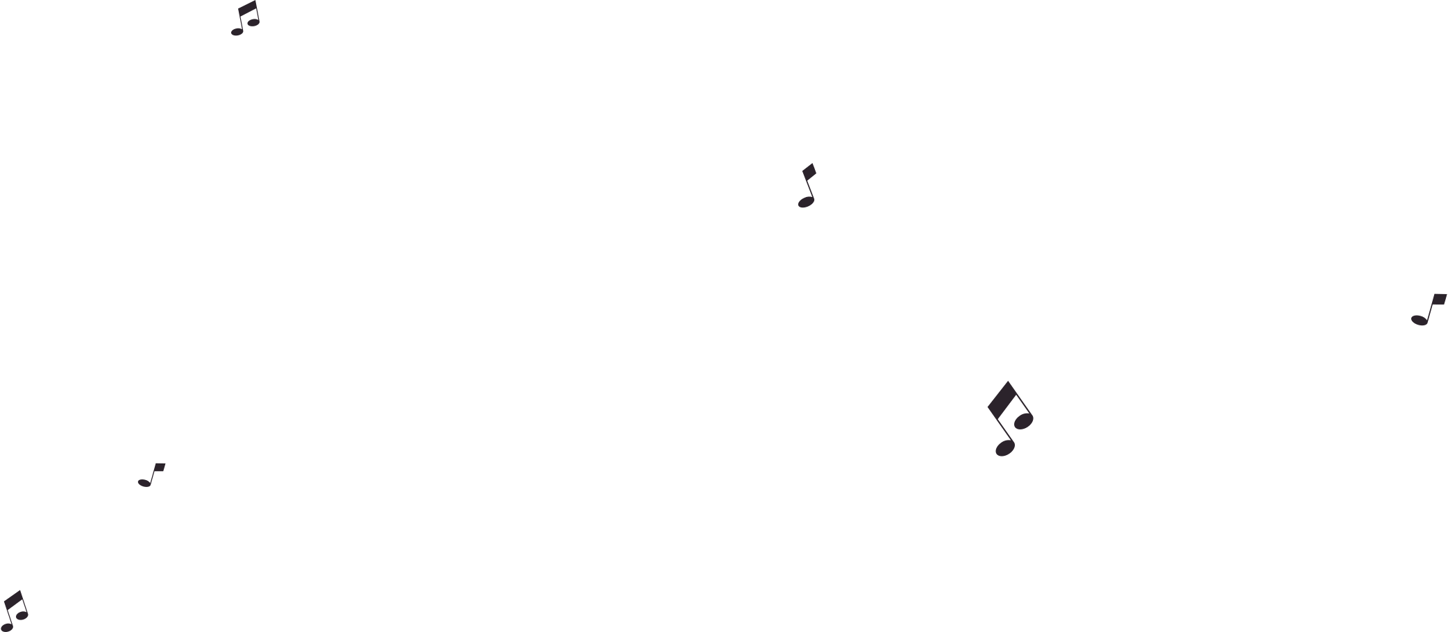 Flying black notes Illustration in PNG, SVG