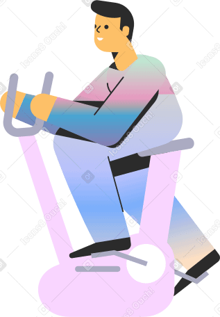 Man on exercise bike pedaling Illustration in PNG, SVG