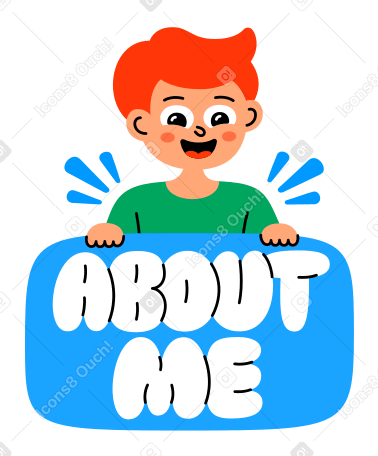 Lettering sticker about me boy Illustration in PNG, SVG
