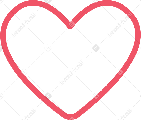 Red linear heart Illustration in PNG, SVG