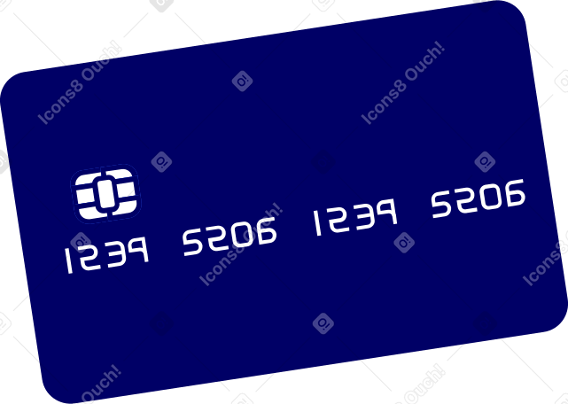 Dark blue plastic bank card Illustration in PNG, SVG