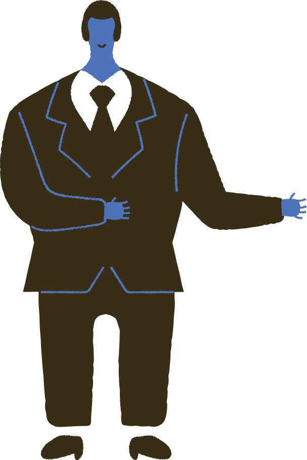 Man with blue skin in black suit Illustration in PNG, SVG