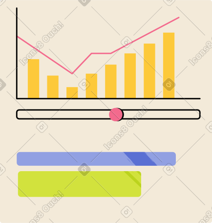 Board with graph and scales animated illustration in GIF, Lottie (JSON), AE