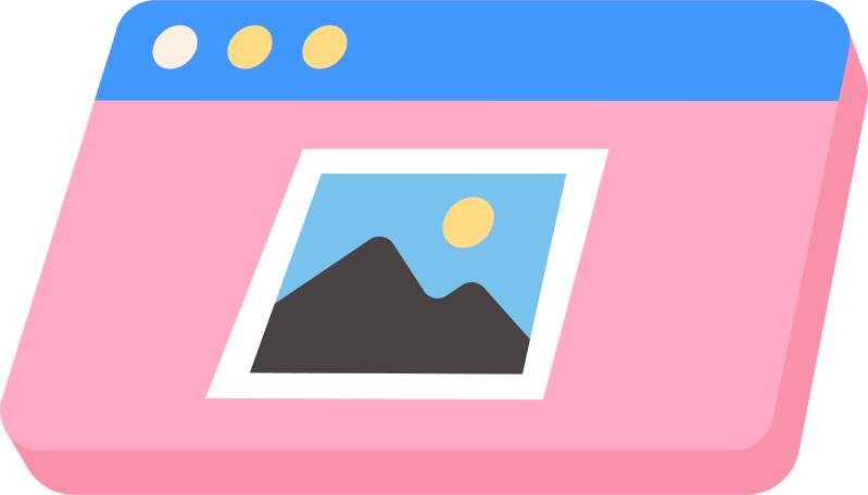 Browser window with picture Illustration in PNG, SVG