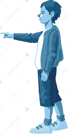 Boy pointing side view Illustration in PNG, SVG