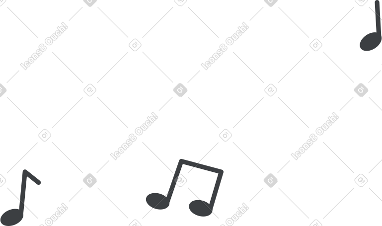 Three black musical notes PNG, SVG