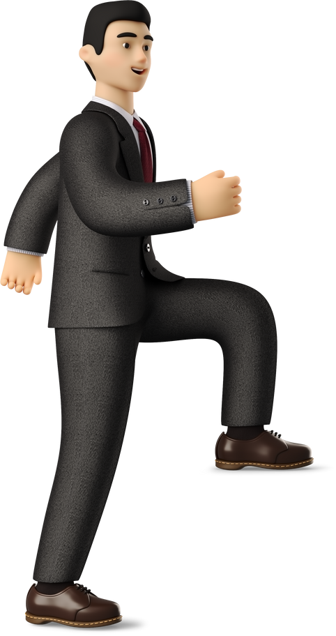 Stepping businessman in black suit Illustration in PNG, SVG